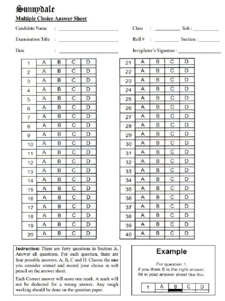 MCQ Answer Sheet | PDF
