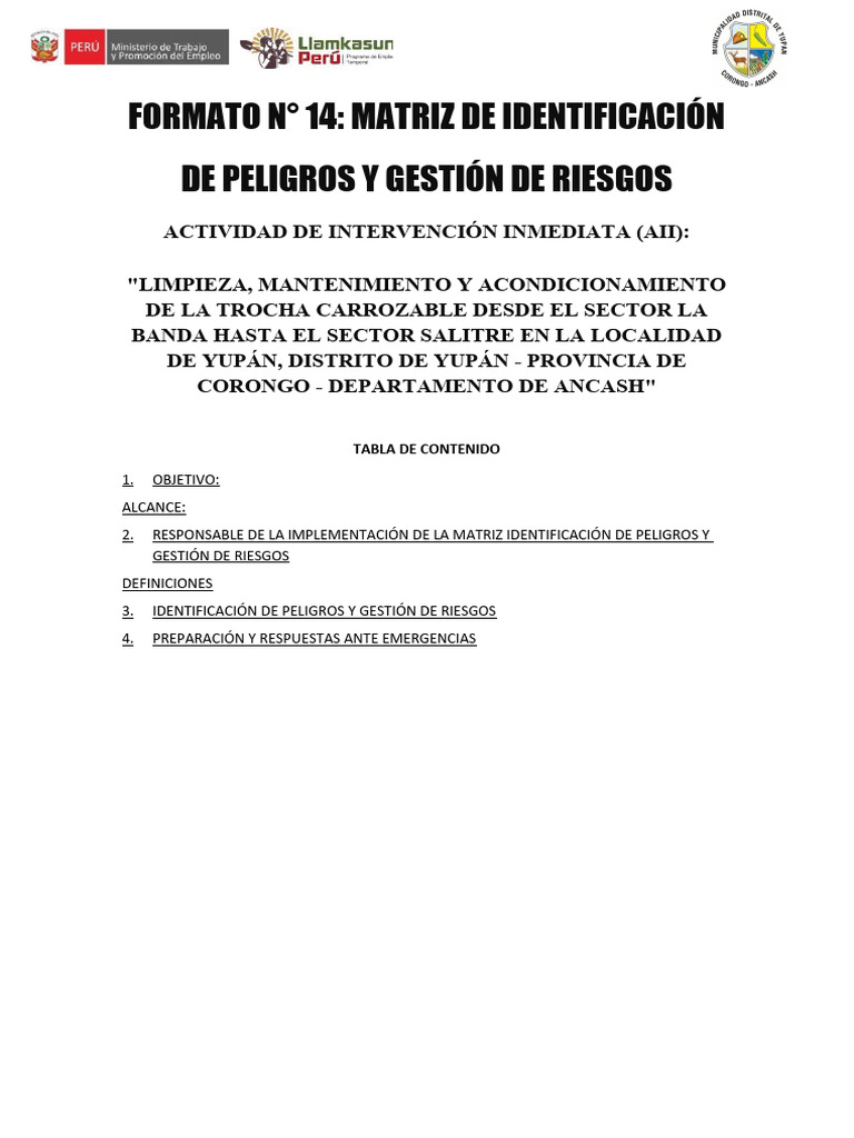 5-Matriz de Riesgos Def Yupan | PDF | Riesgo | Primeros auxilios