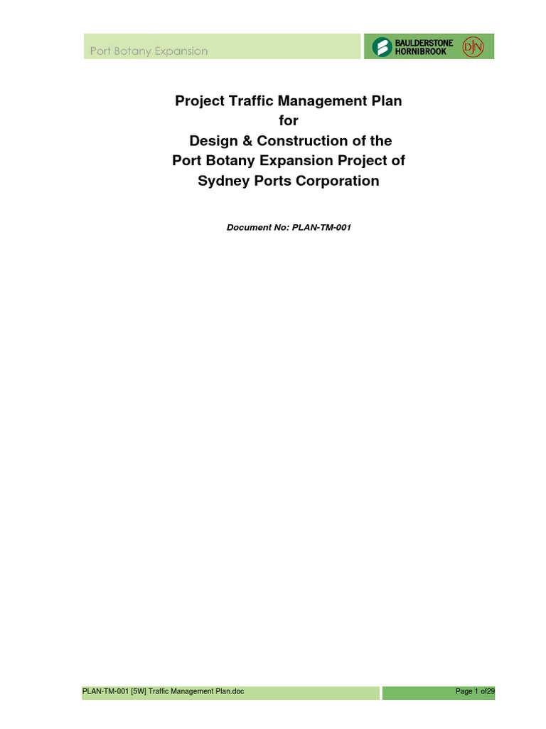 Port Botany Traffic Management Plan | PDF | Traffic | Road