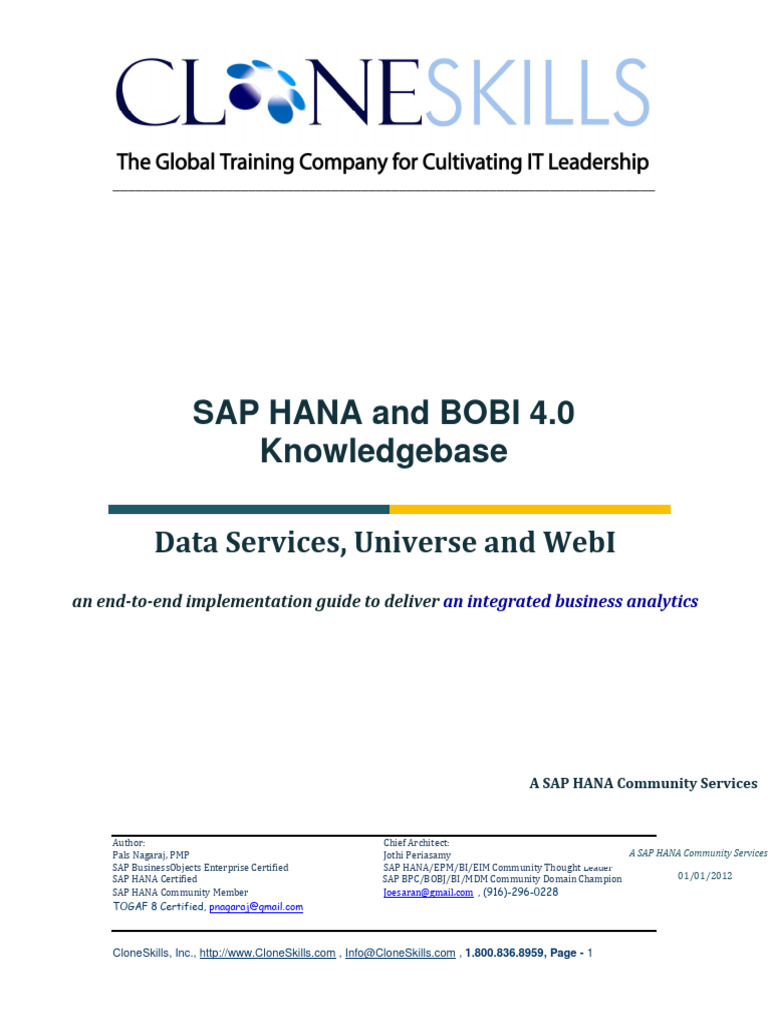 SAP HANA-BOBI 4.0 (Data Services, Universe, Web Intelligence ...