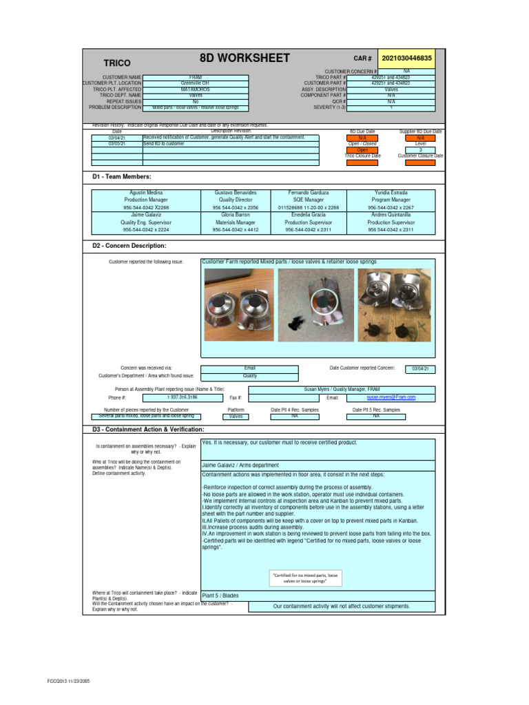 8D Valvulas | PDF | Production And Manufacturing | Business Process