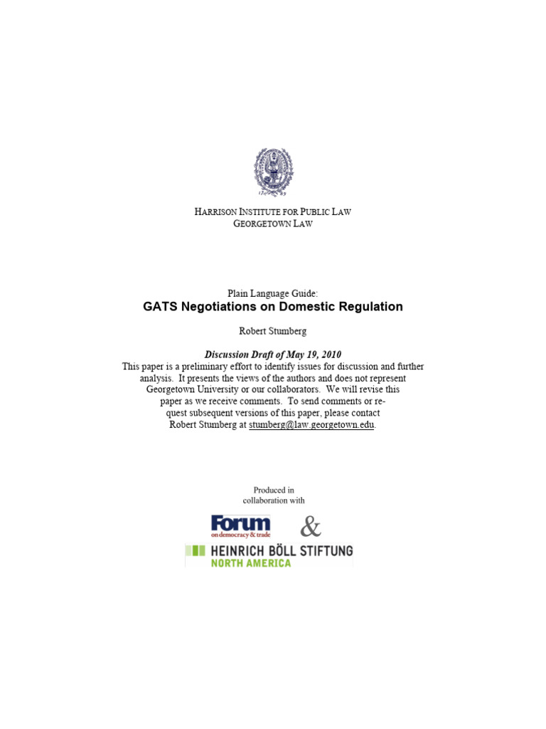 Stumberg Guide To GATS Dom Reg 5 19 10 | PDF | Market Access | General ...