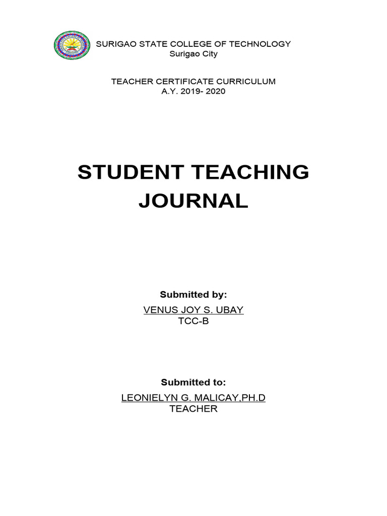 Student Teaching Journal | PDF | Teachers | Learning
