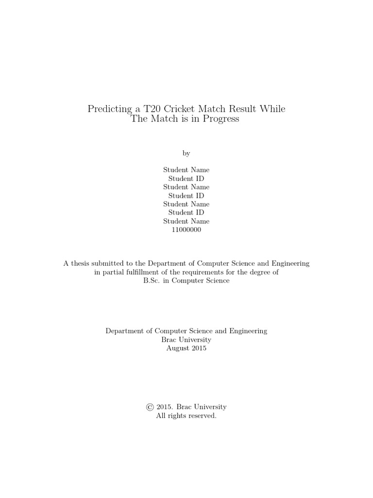BRAC University BRACU Thesis Template | PDF | Bowling (Cricket) | Machine Learning
