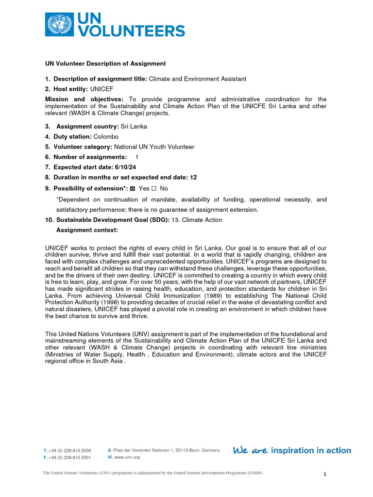 DOA UNICEF Climate Environment 1 | PDF | Volunteering | Unicef