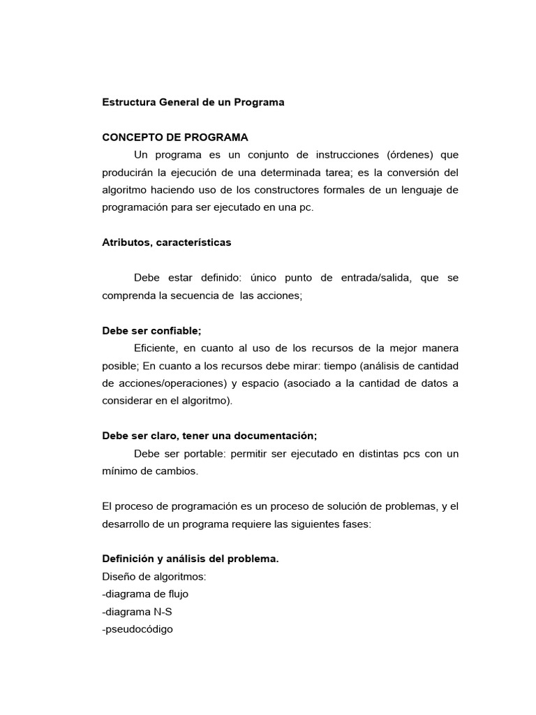 Estructura General de Un Programa | PDF | Programa de computadora ...