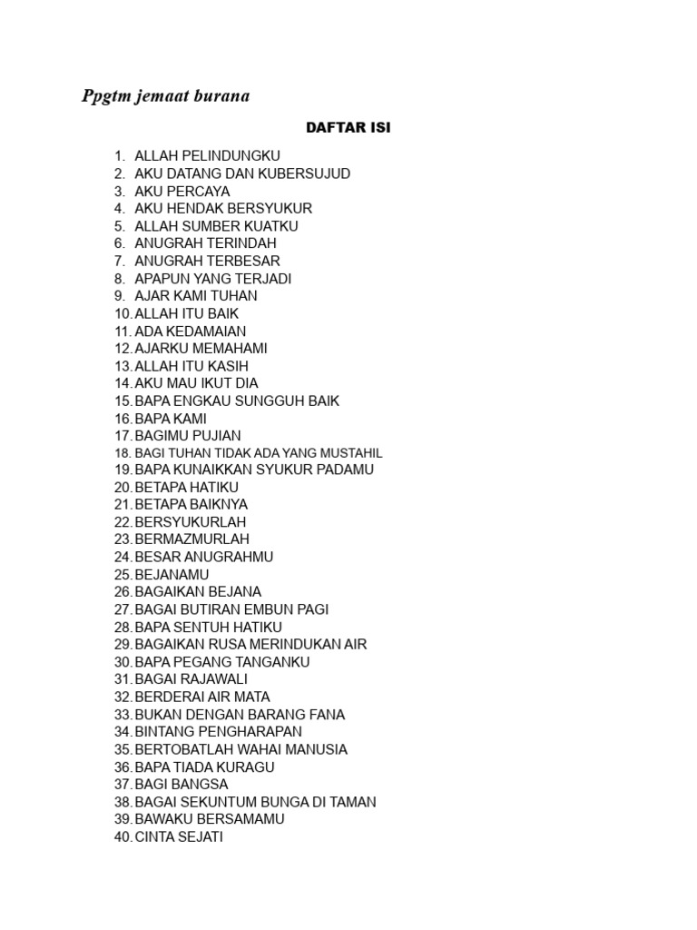 Kidung Pujian PPGTM JB | PDF