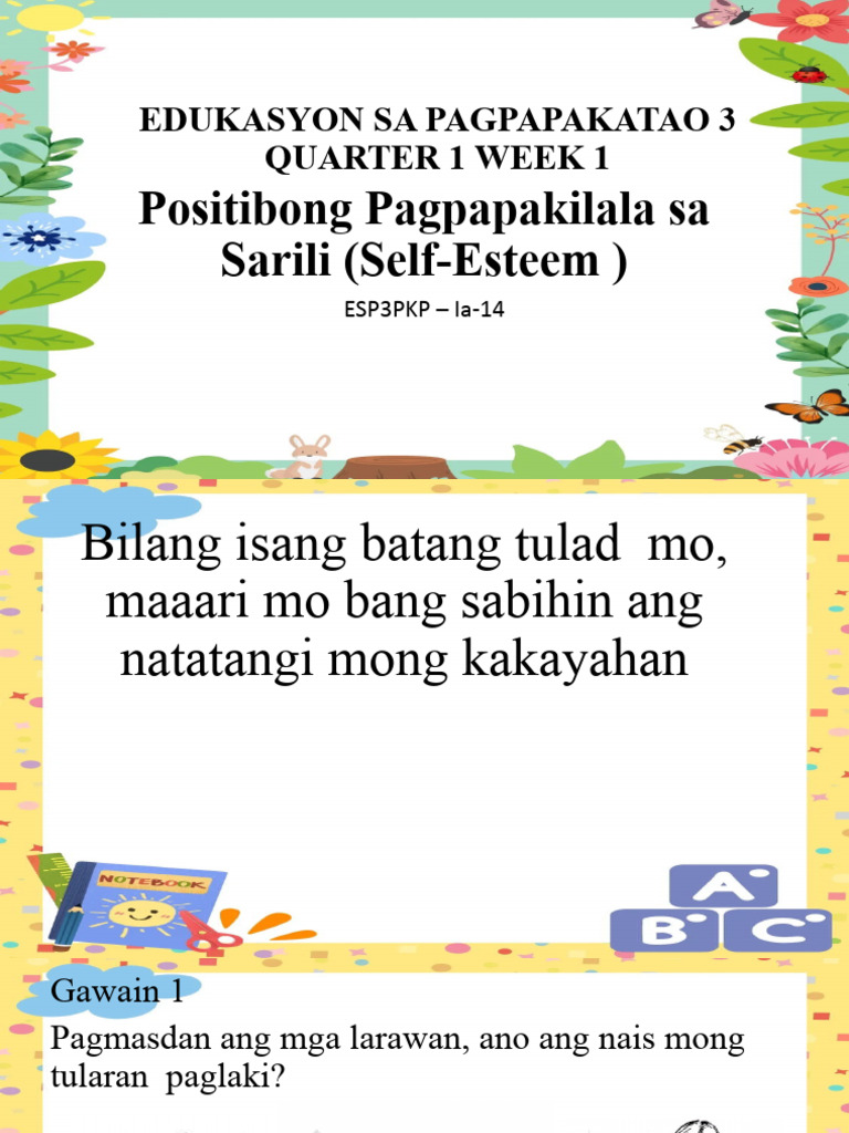 Edukasyon Sa Pagpapakatao 3 Quarter 1 Week 1 | PDF