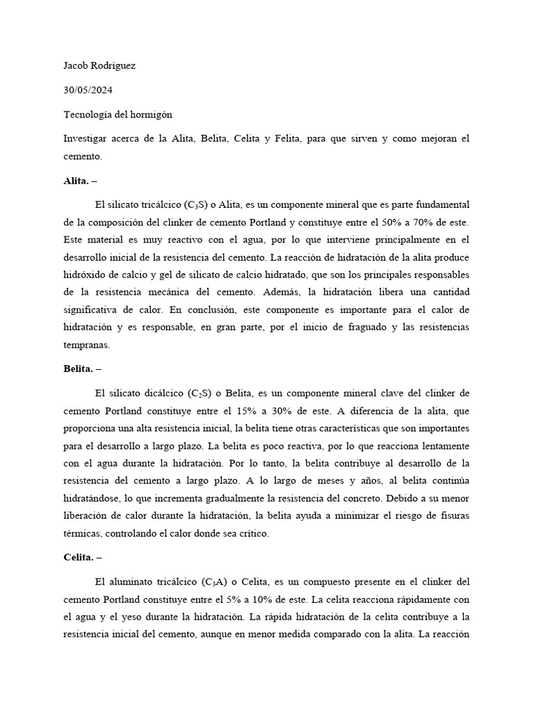 Componentes Del Clinker | PDF | Cemento | Hormigón