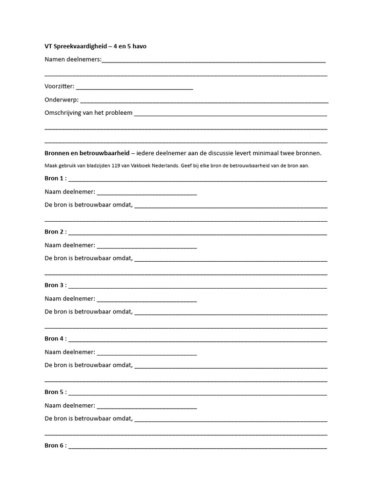 Onderwerp en Bronnen Formulier | PDF