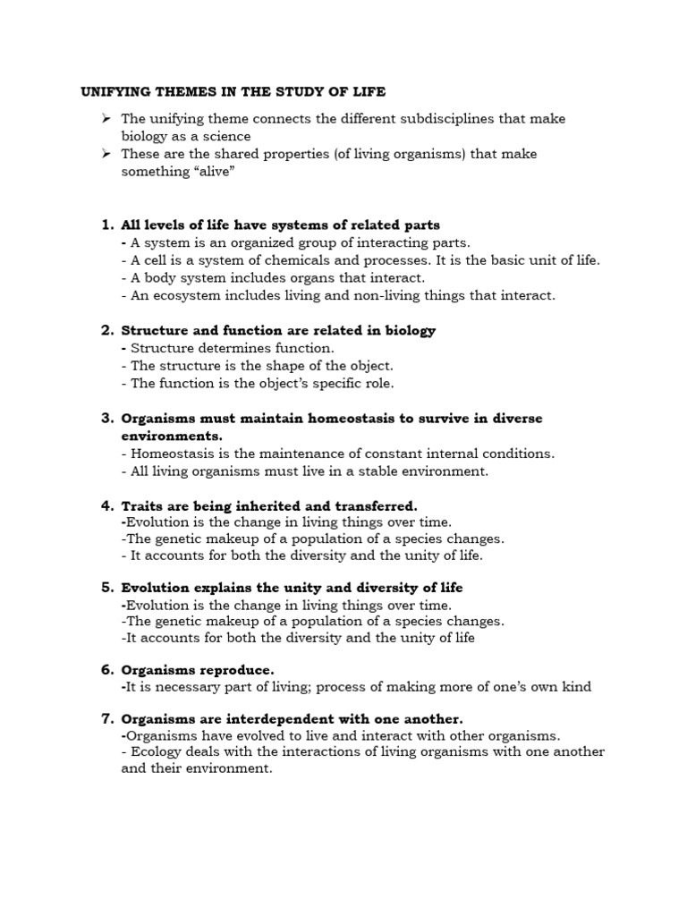 Unifying Themes in The Study of Life | PDF | Life | Organisms