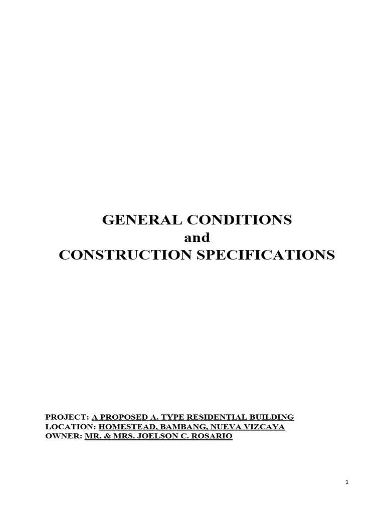 Construction Specifications | PDF | Concrete | Framing (Construction)