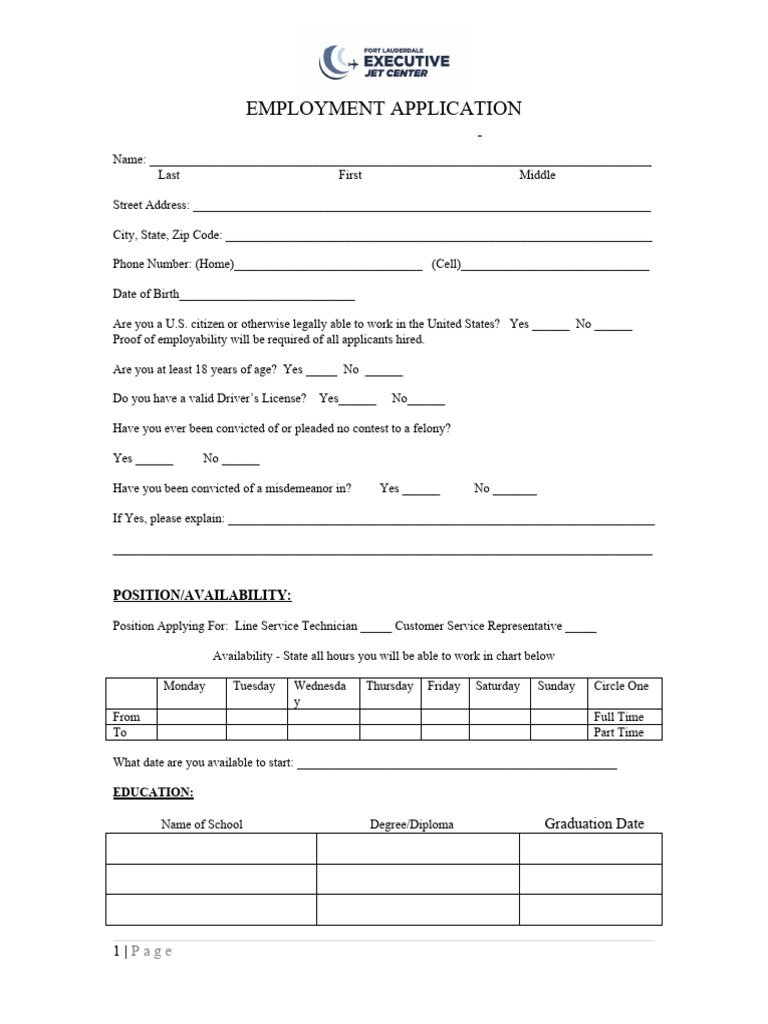 Employment Application 1 | PDF | Employment