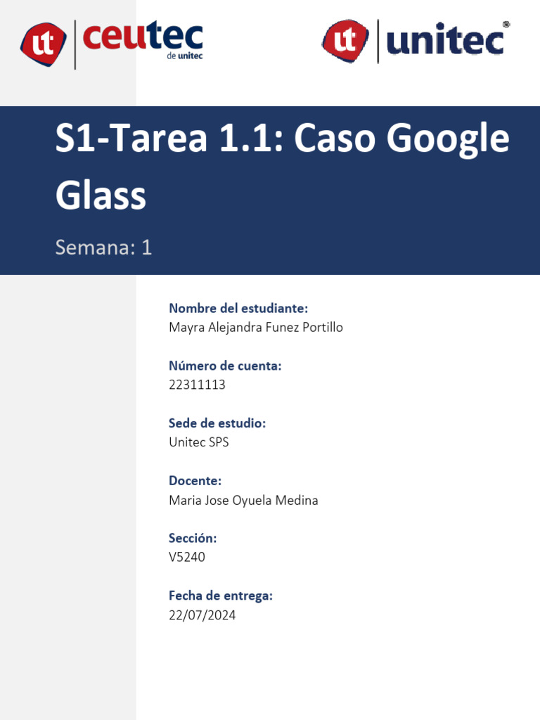 S1-Tarea 1.1 Caso Google Glass | PDF | Responsabilidad social corporativa | Business