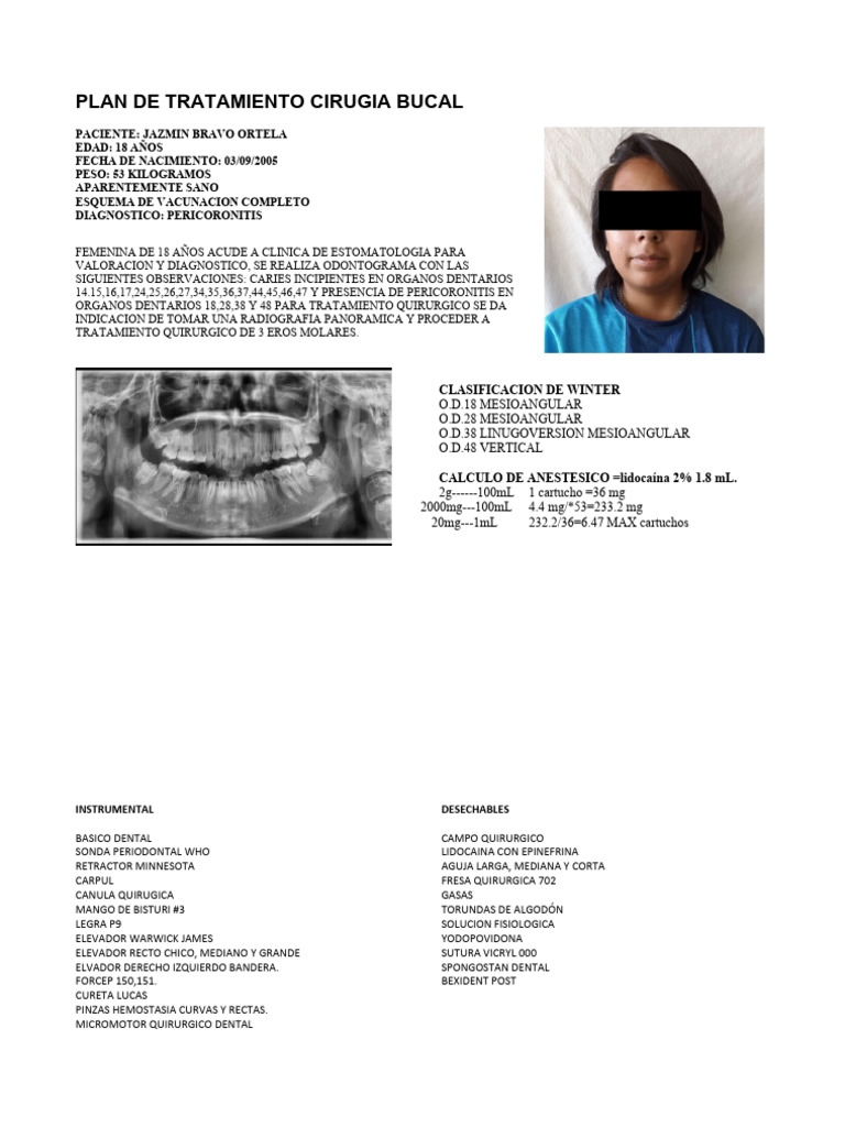 Plan de Tratamiento Jazzmin | PDF | Odontología | Diente