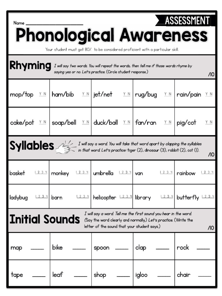 Phonemic Awareness Assessment | PDF