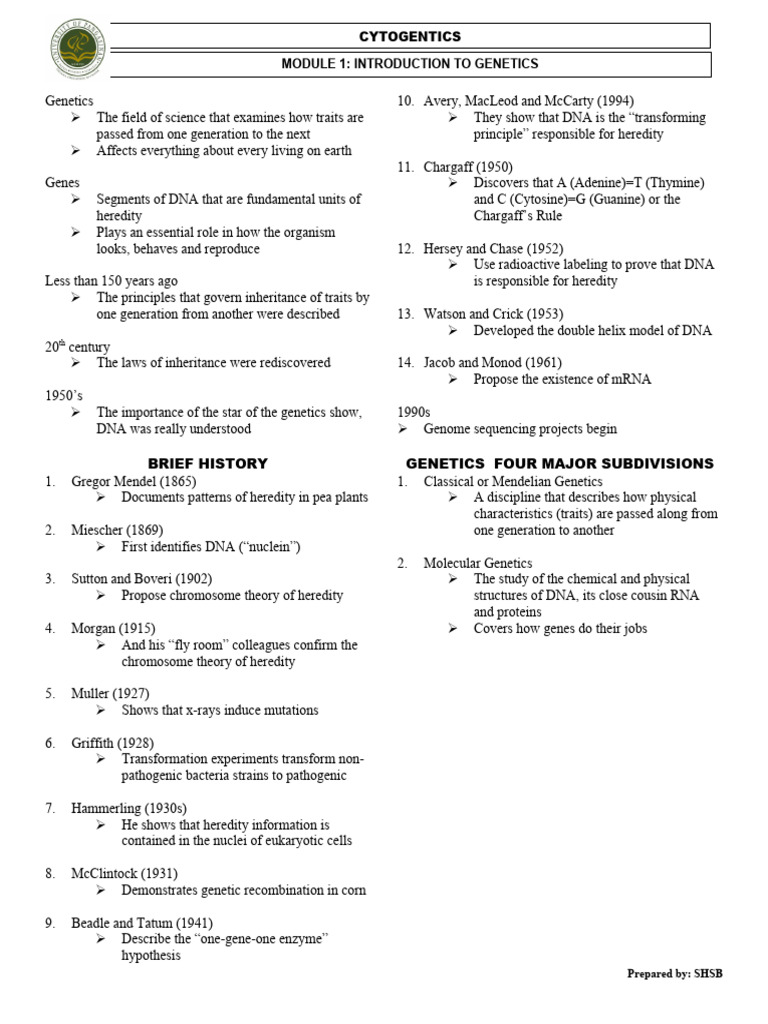 Introduction to Genetics Overview | PDF | Genetics | Dna