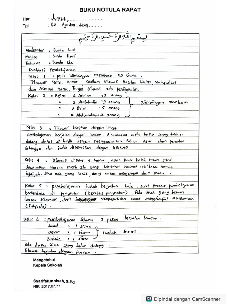 Notula Rapat (02 Agustus 2024) | PDF