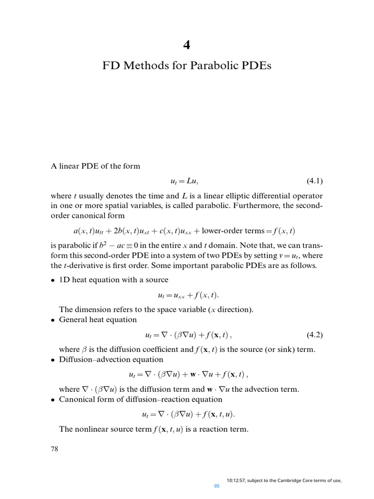 FD Methods For Parabolic Pdes: 10:12:57, Subject To The Cambridge Core ...