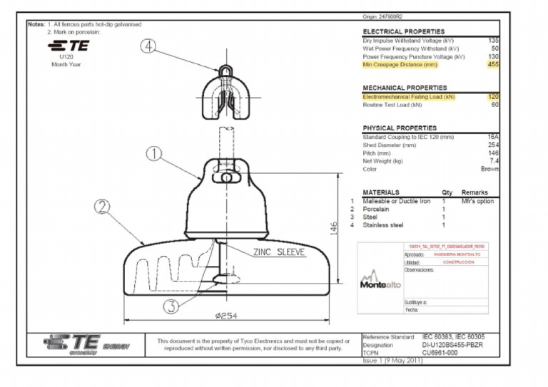 FT - Aislador de Porcelana - Tyco Energy | PDF