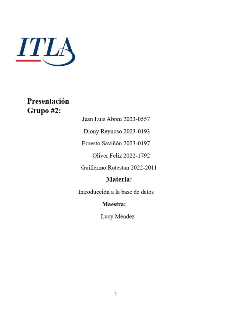 Proyecto Final de Base de Datos Grupo N2 | PDF | Bases de datos | Software de gestión de datos