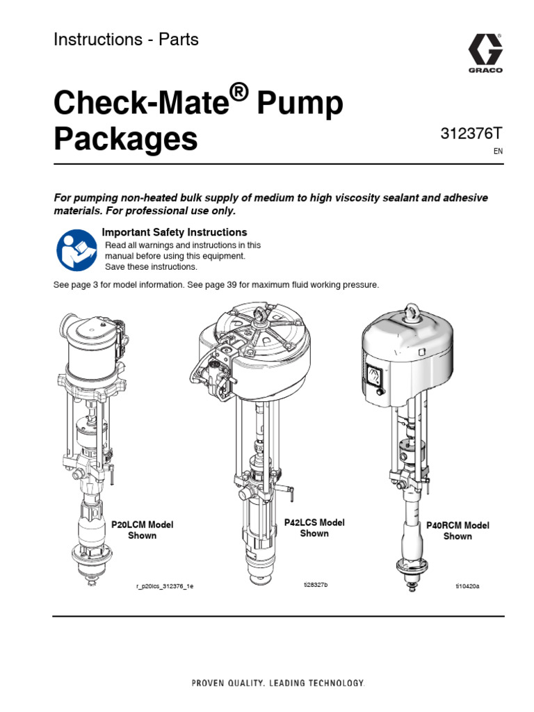 Check-Mate Pump Packages: Instructions - Parts | PDF | Pump | Personal ...
