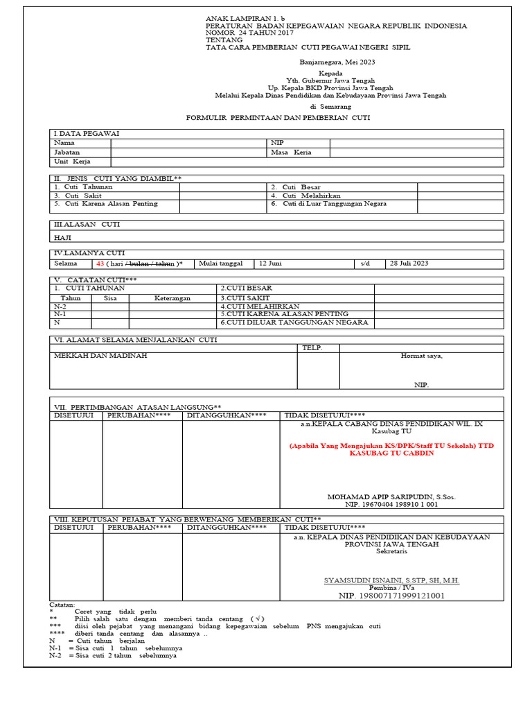 Form Cuti Manual | PDF
