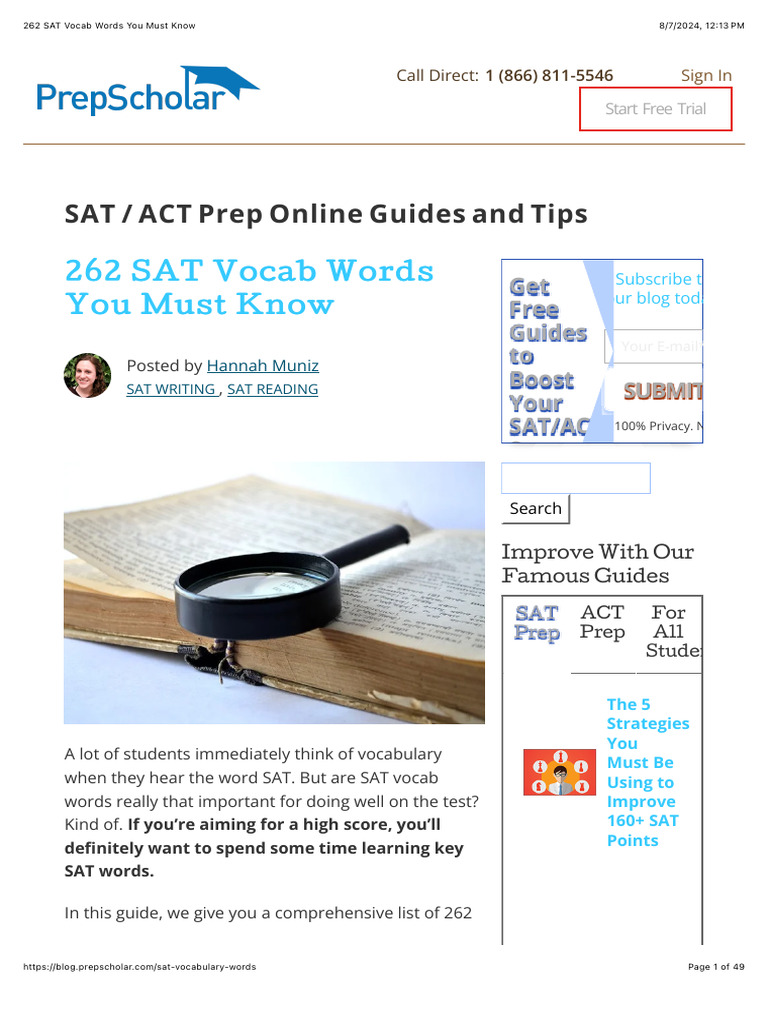 262 SAT Vocab Words You Must Know | PDF | Sat | Vocabulary