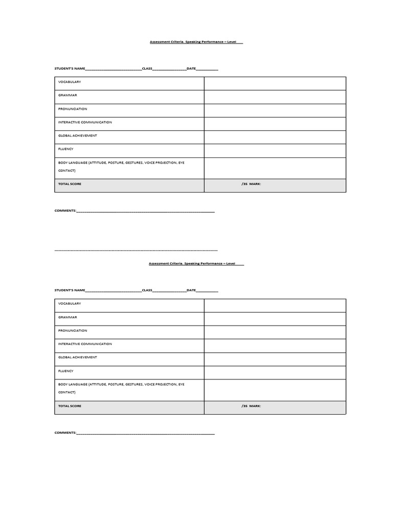 Assessment Criteria GRID | PDF