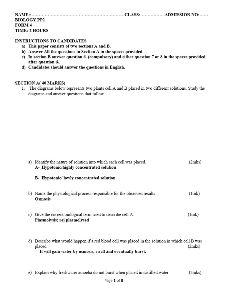 BIOLOGY-P2-MS-FORM-4-2022-END-TERM-1-TEACHER.CO_.KE_ | PDF | Skin ...
