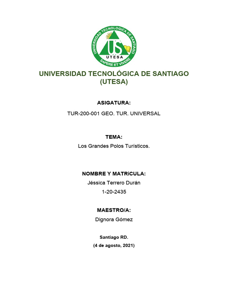 Tarea 2, 2do Parcial. Geo. Tur. Universal. | PDF | Turismo | Sociedad