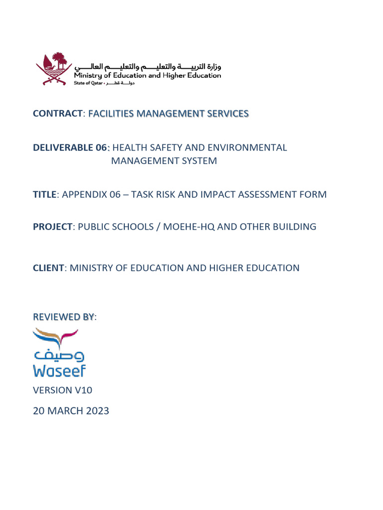 Appendix 06 - Task Risk and Impact Assessment Form V10 | PDF | Hypothermia | Burn