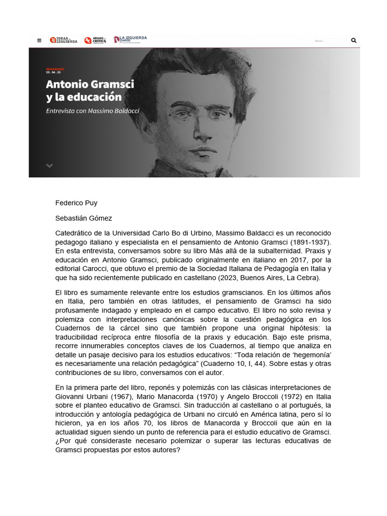 GRAMSCI y EDUCACIÓN | PDF | Antonio Gramsci | Pedagogía