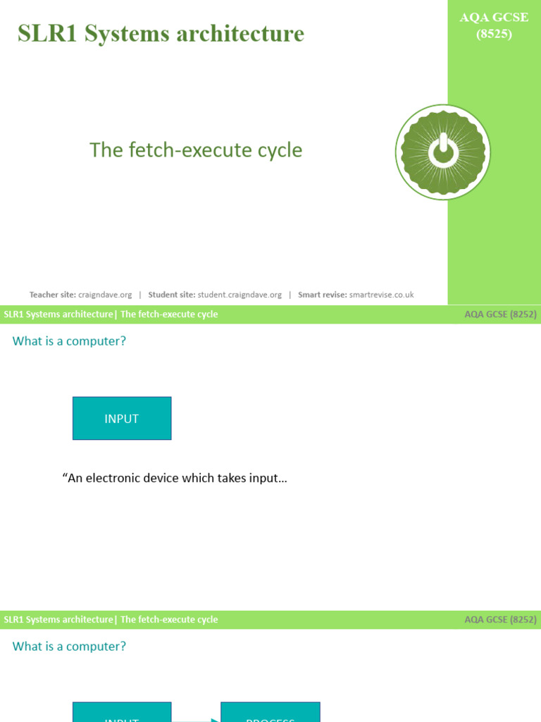 GCSE AQA SLR1 The Fetch-Execute Cycle | PDF | Central Processing Unit | Input/Output