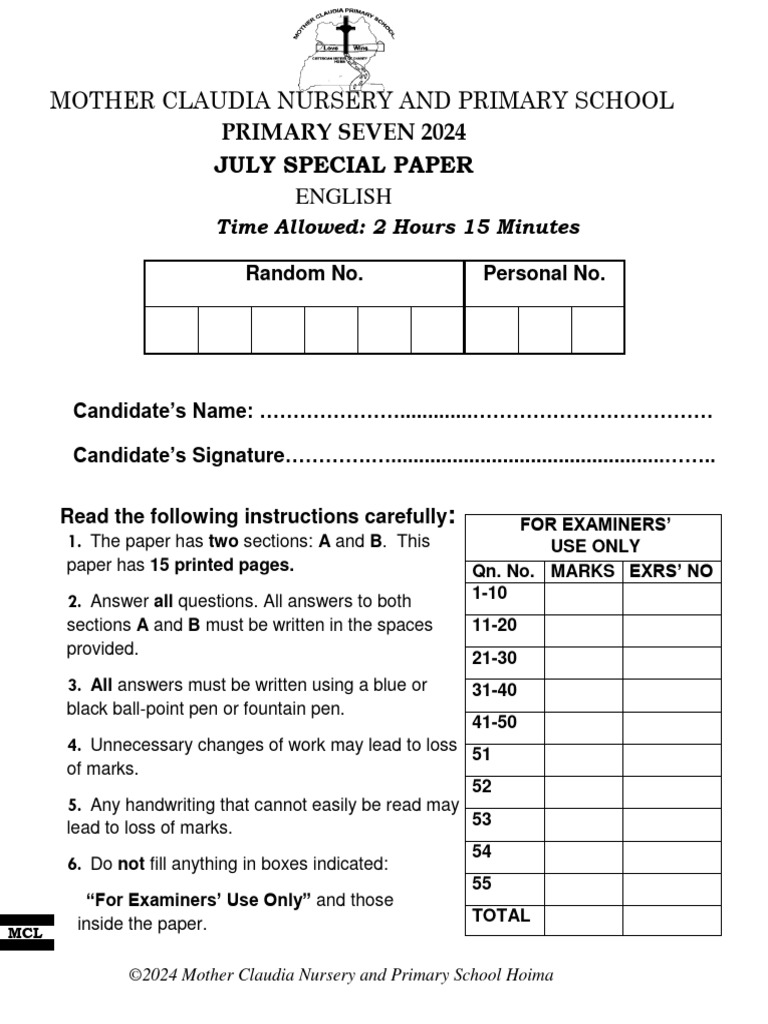 July Special English Paper | PDF | Sewing | Sheep