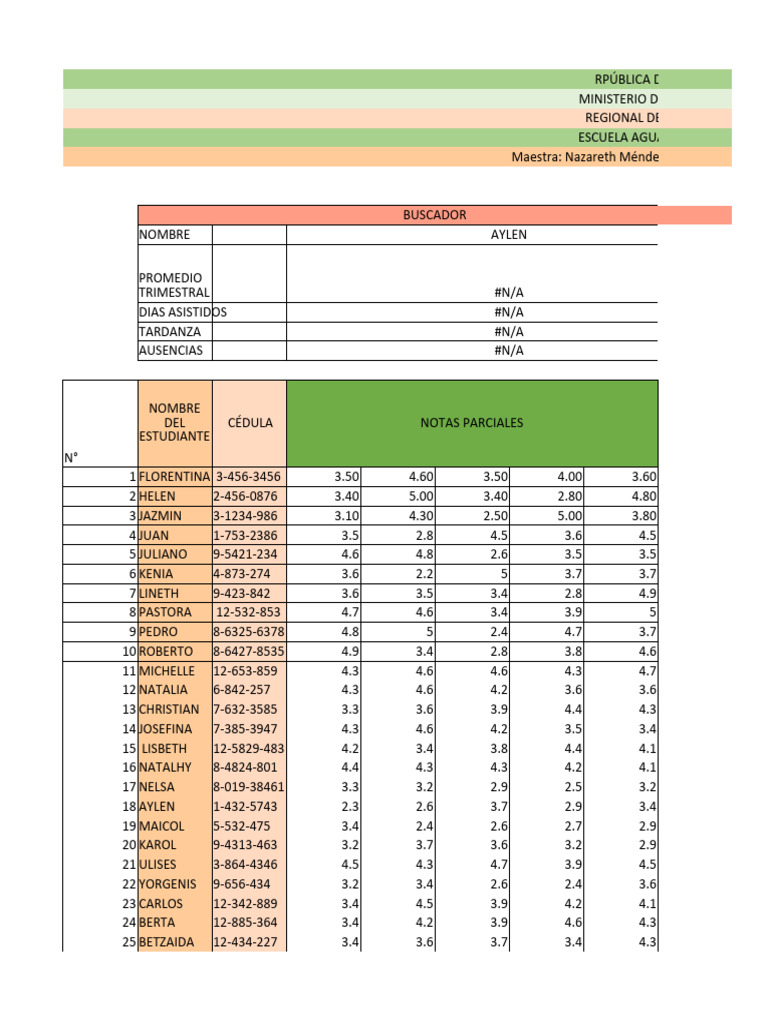 Registro de Excel | PDF