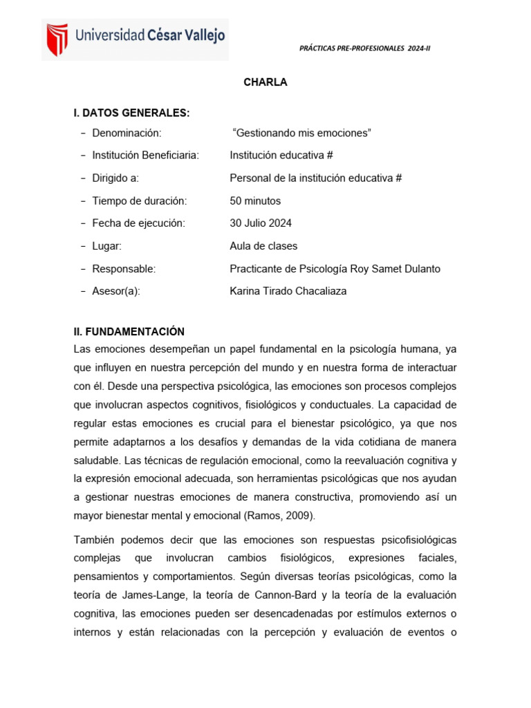 Charla 1 | PDF | Las emociones | Sicología