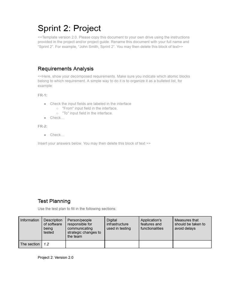 Sprint 2 Project Requirements & Testing | PDF | Business | Technology ...