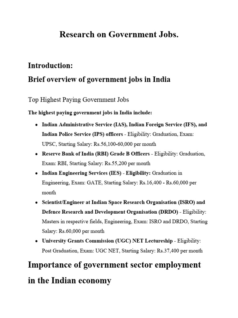 Research On Goverment Jobs. | PDF | Employment | Recruitment