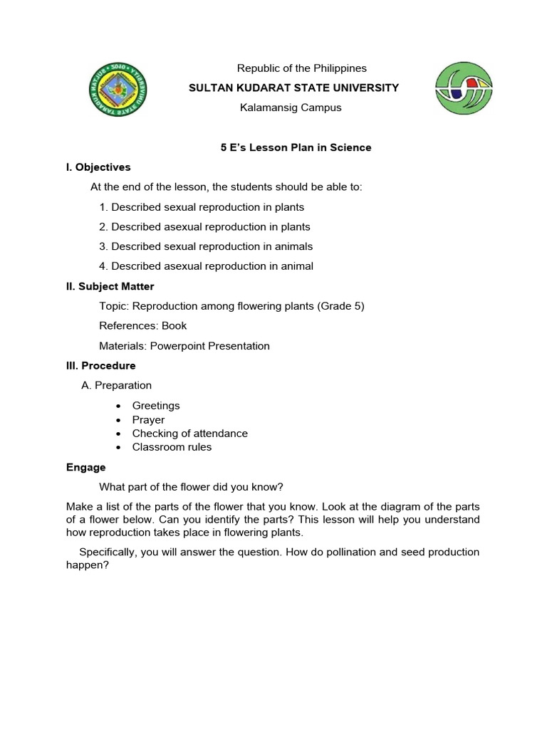 5E Lesson Plan: Plant Reproduction | PDF | Plant Reproduction | Seed