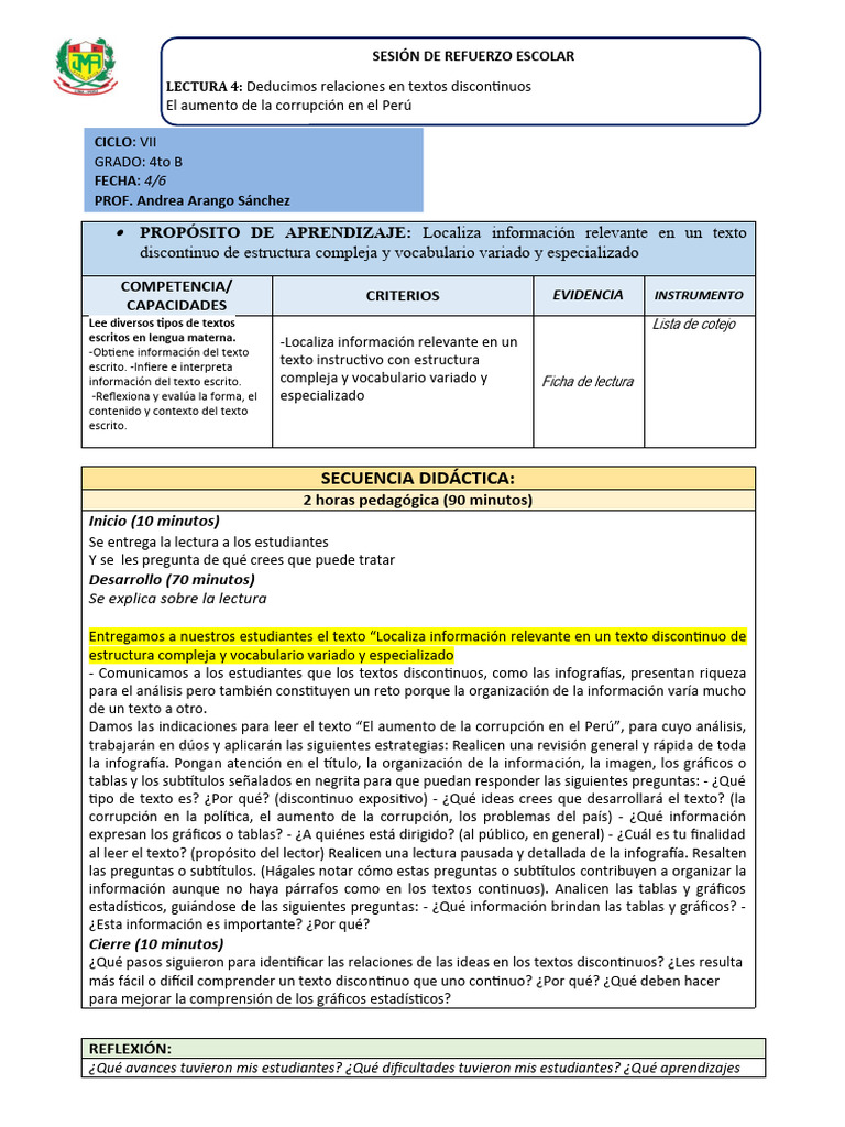 Sesion de Refuerzo 4to-4 | PDF | Infografia | Modificación de comportamiento