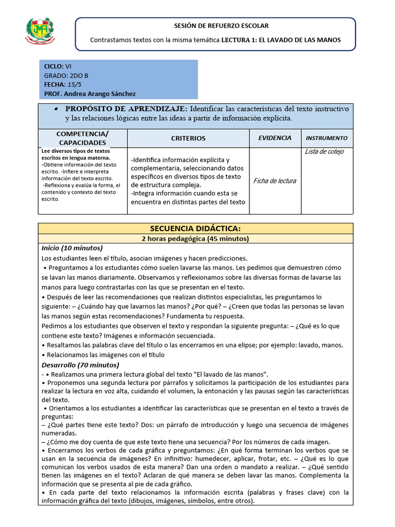 Sesion de Refuerzo 2do-1 | PDF | Comunicación humana | Modificación de comportamiento