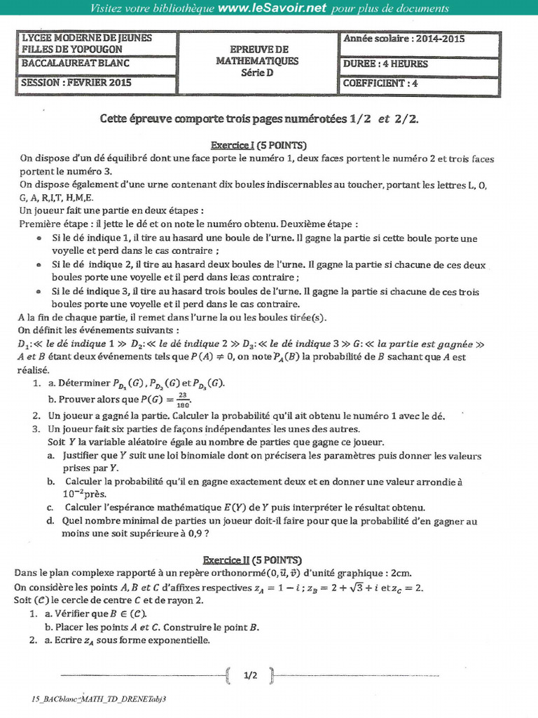 15 Bacblanc Math TD Drenetabj3 | PDF