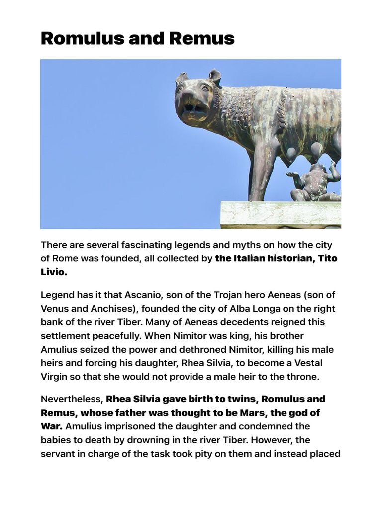 1 - Romulus and Remus - The Founding of Rome | PDF | Romulus And Remus ...