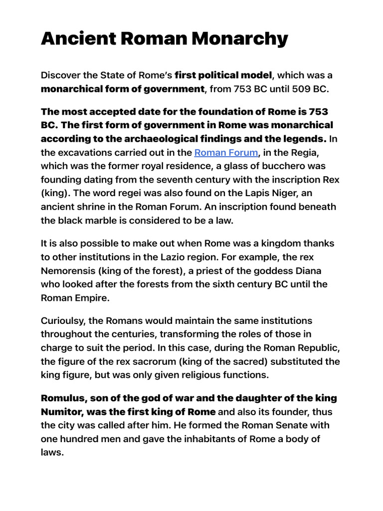 2 - Ancient Roman Monarchy - (753 BC - 509 BC) | PDF | Ancient Rome
