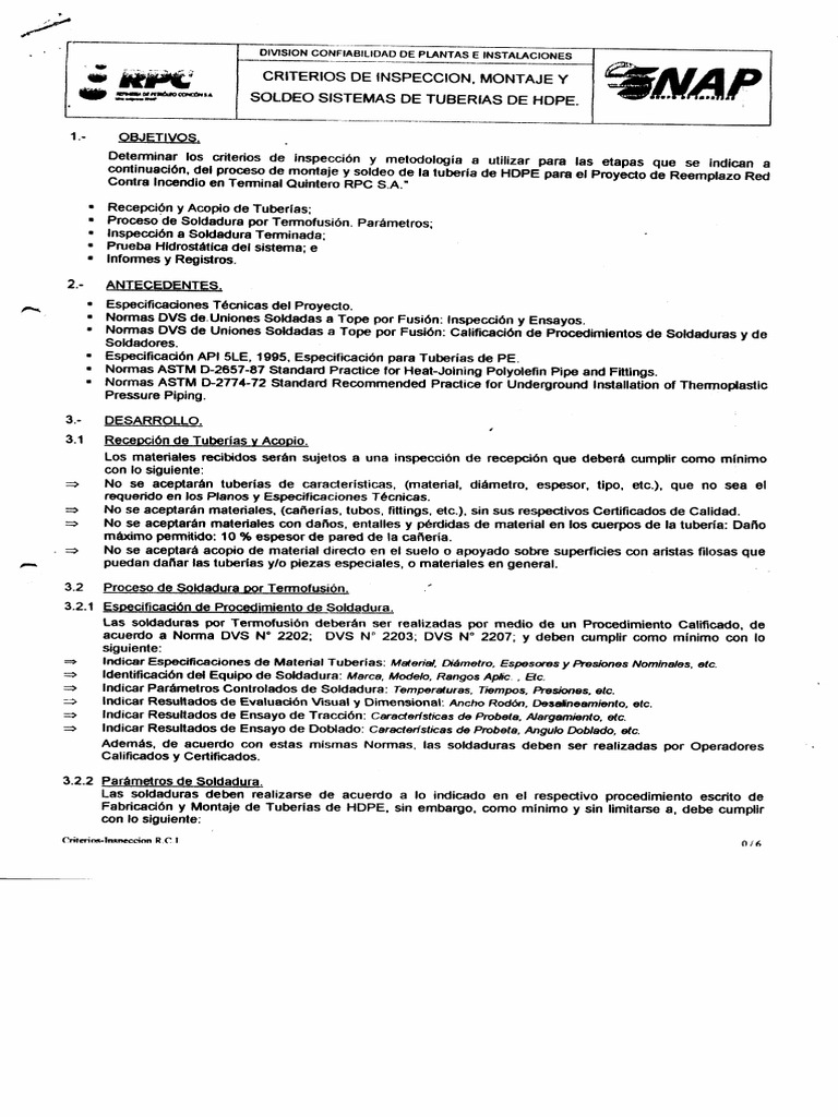 Criterios Insp. Hdpe | PDF