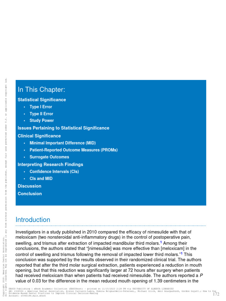 Chapter11 Statiscal and Clinical Significance | PDF | Health Sciences | Medical Specialties