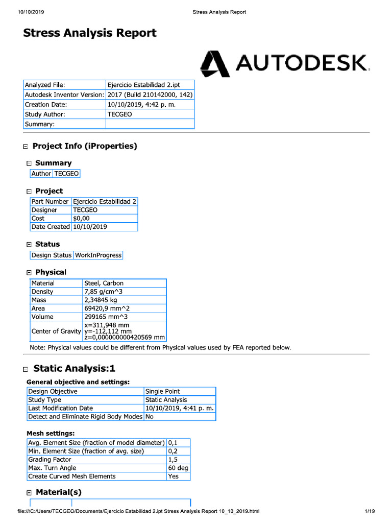 Stress Analysis Report | PDF