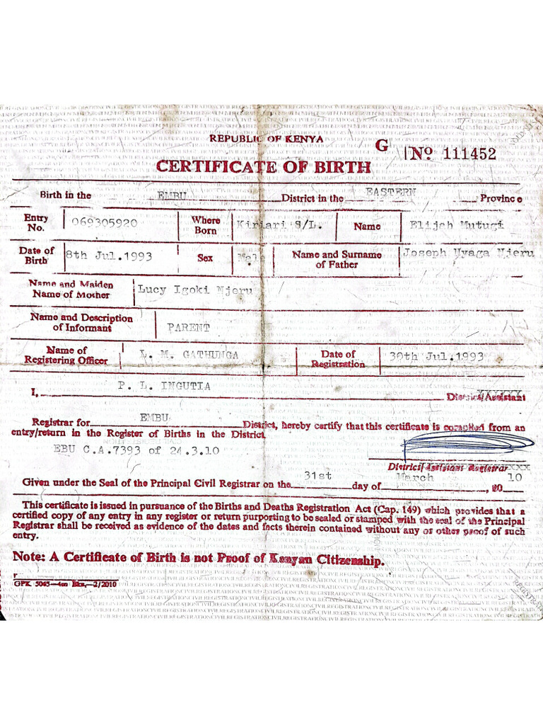 Birth Cert | PDF
