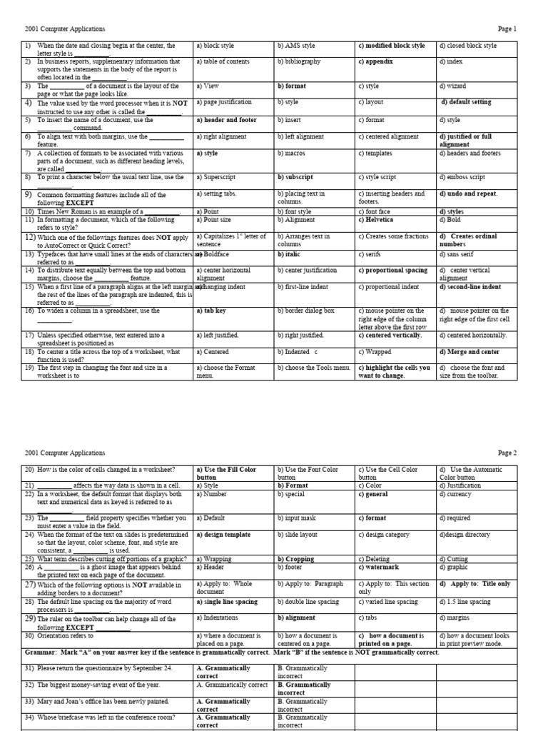 2001 Computer Applications | PDF | Typefaces | Computer Data Storage